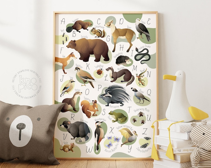 Woodland Alphabet Poster Woodland Nursery Decor Educational Posters ...