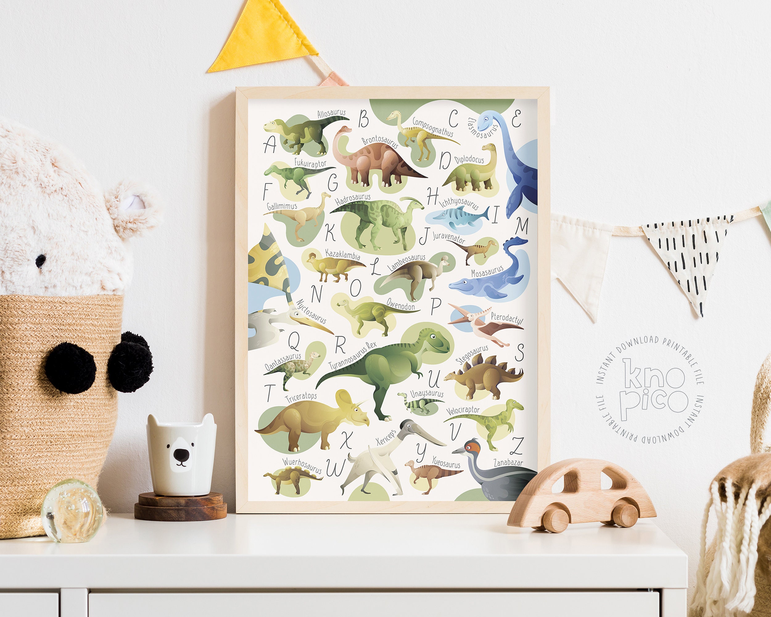 Dinosaur ABC Poster | English Alphabet Wall Art for Toddler Room ...