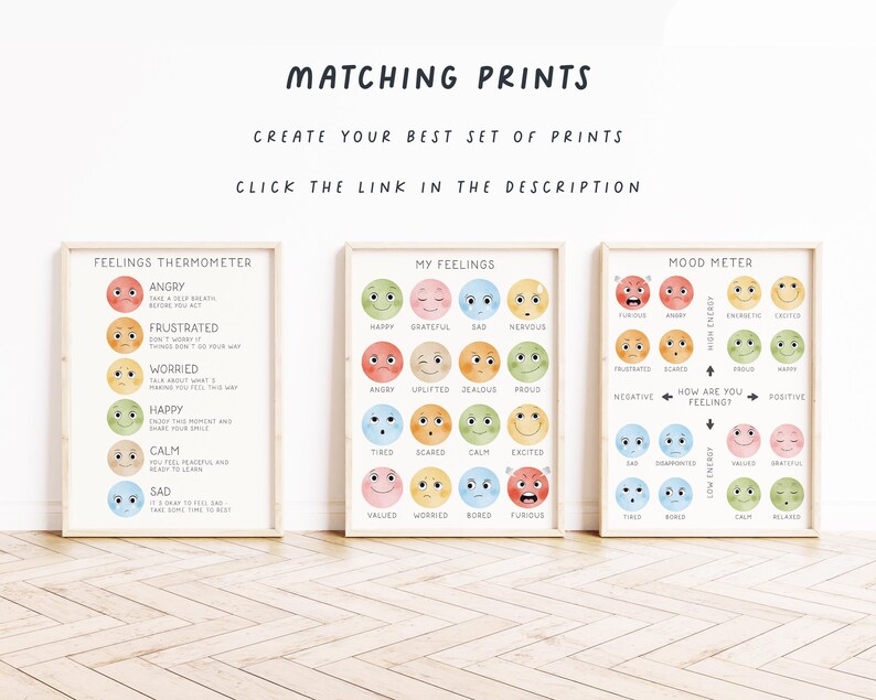 Feelings Scale Poster and Kids Emotions Chart Faces | Set of Two ...