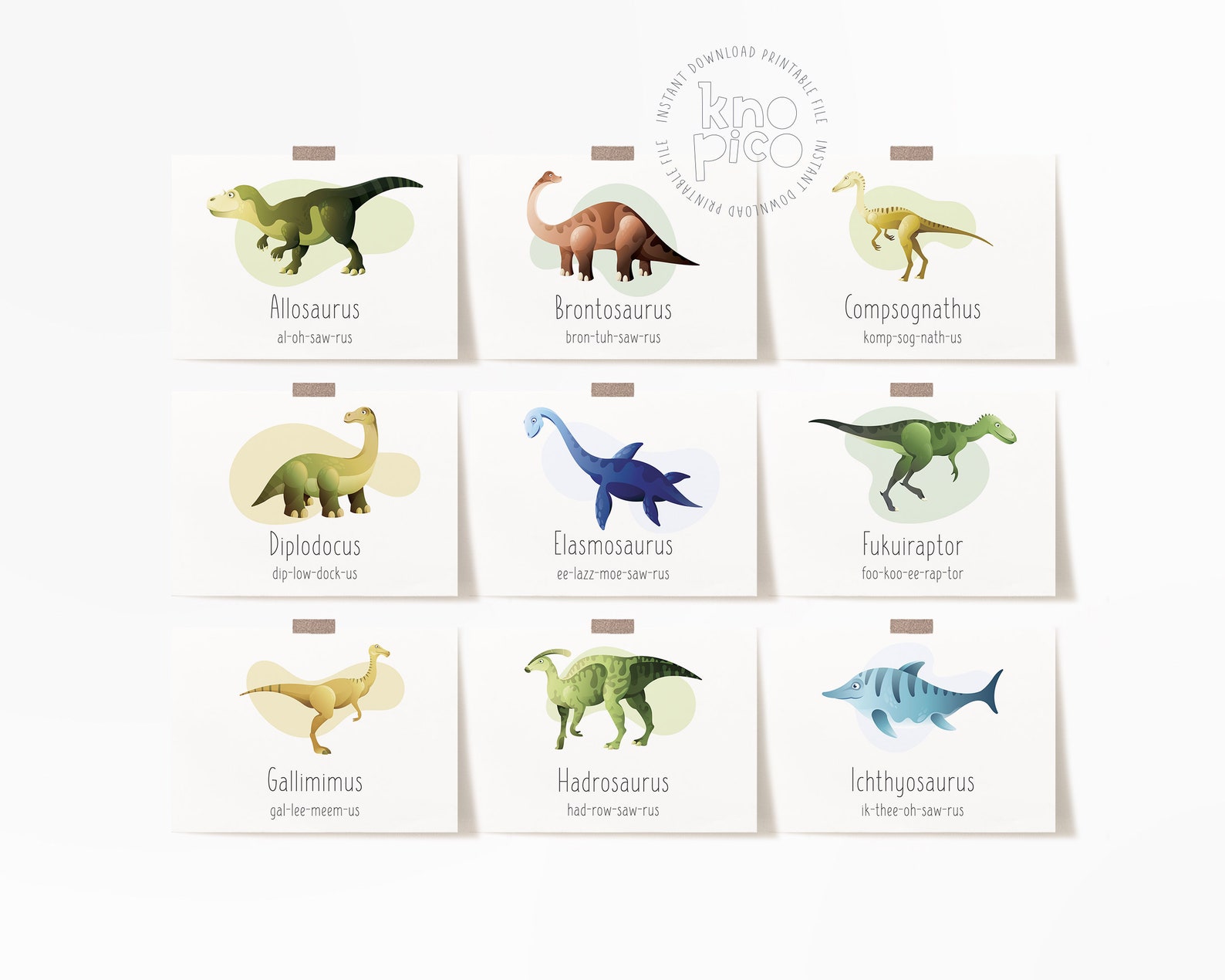 Printable Dinosaur Flashcards for Kids – Digital Cards for Early ...
