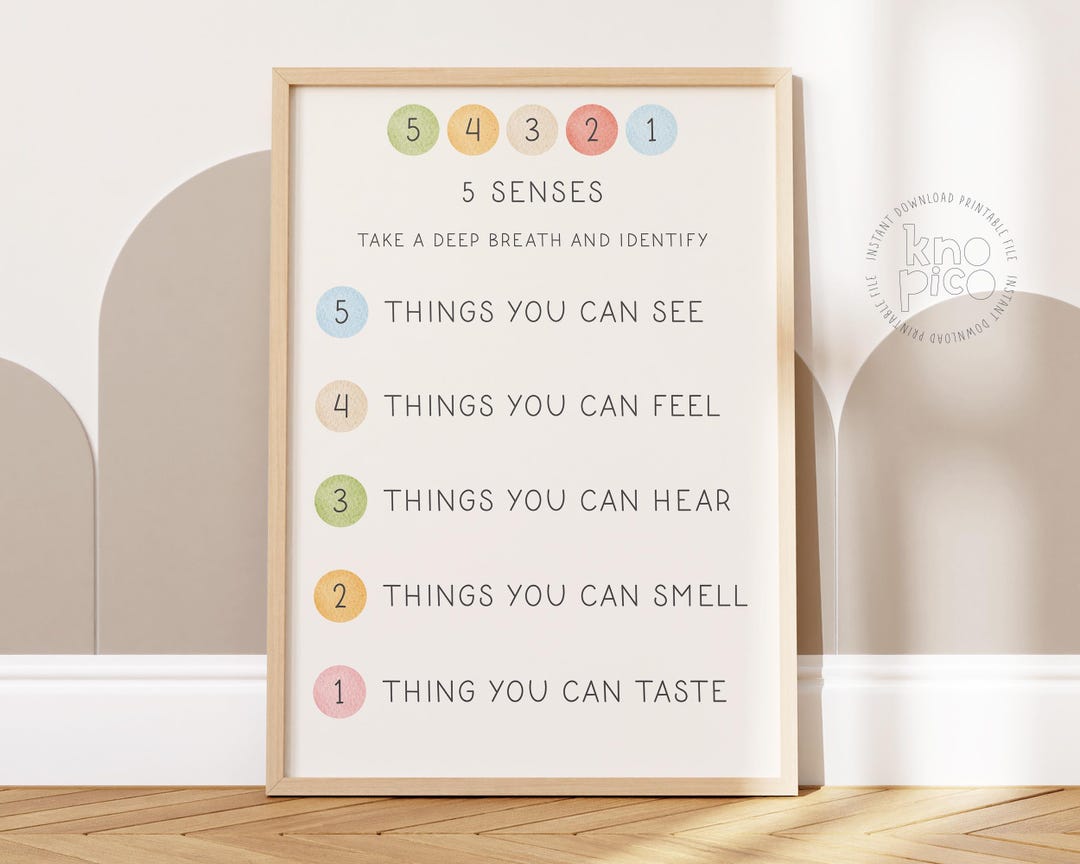 5 Senses Grounding Technique Poster for Kids Emotional Regulation ...