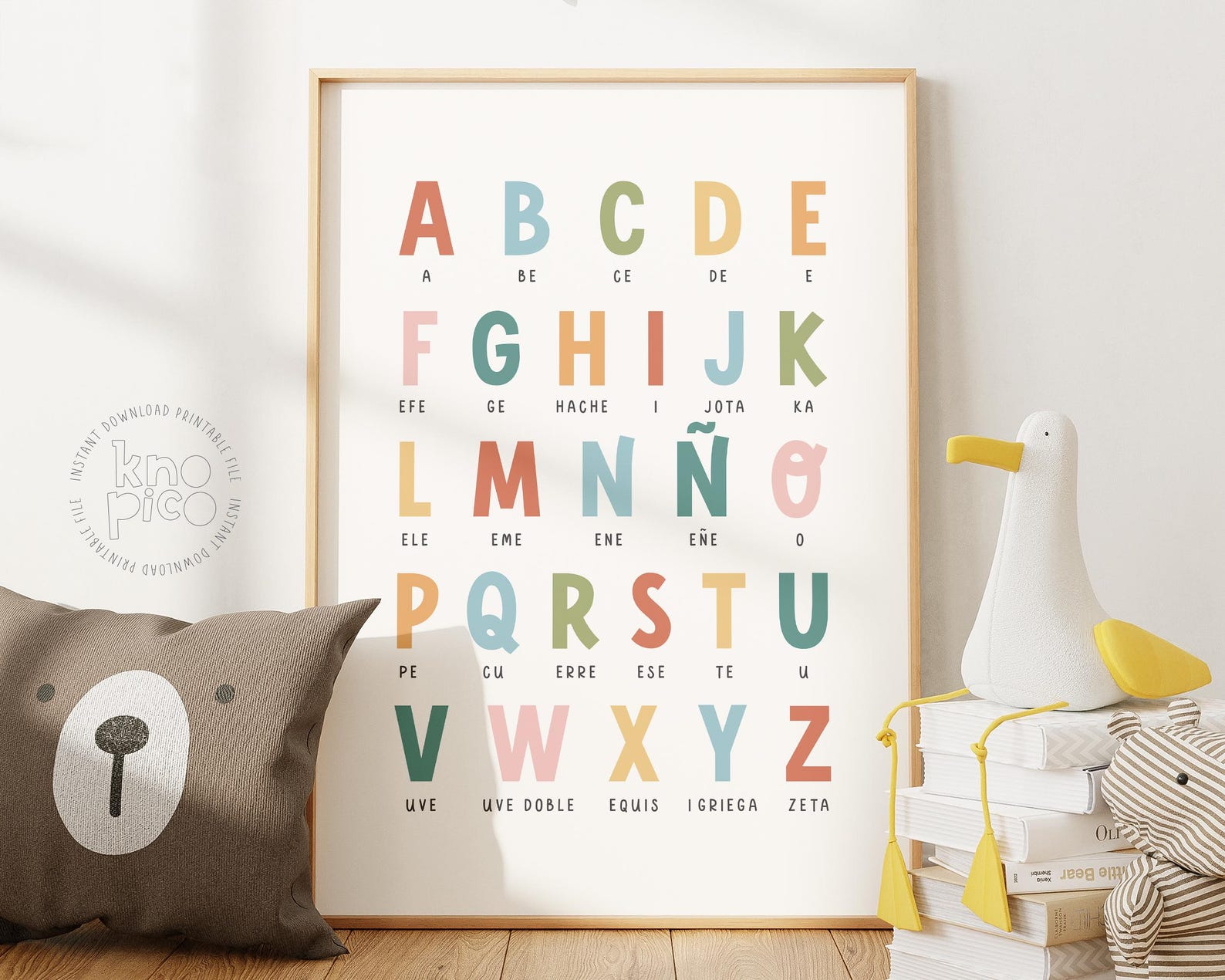 Colorful Spanish Alphabet Bilingual Printable - ABC Wall Art for ...