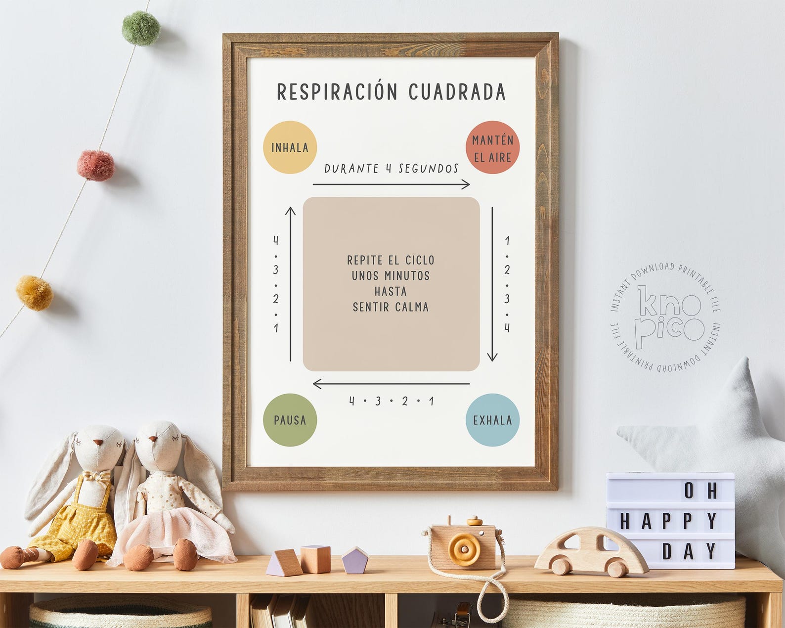 Square Breathing Poster, Box Breathing Exercise Print | Mindfulness ...