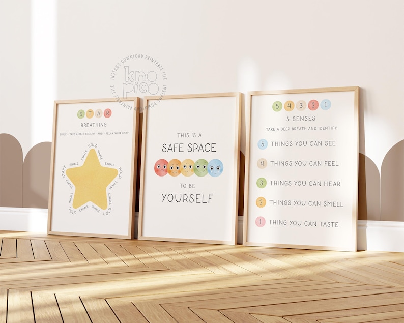 Star Breathing Exercise, 5 Senses Grounding Technique Poster and ...