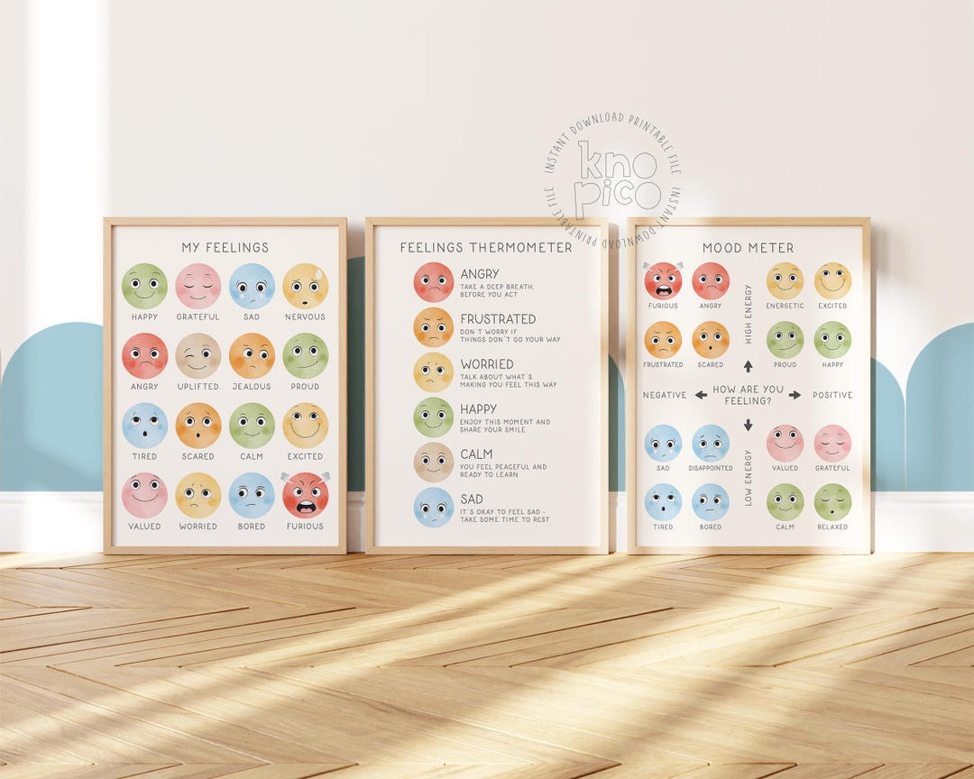 Feelings Thermometer and Mood Meter Poster Set: Emotional Regulation ...