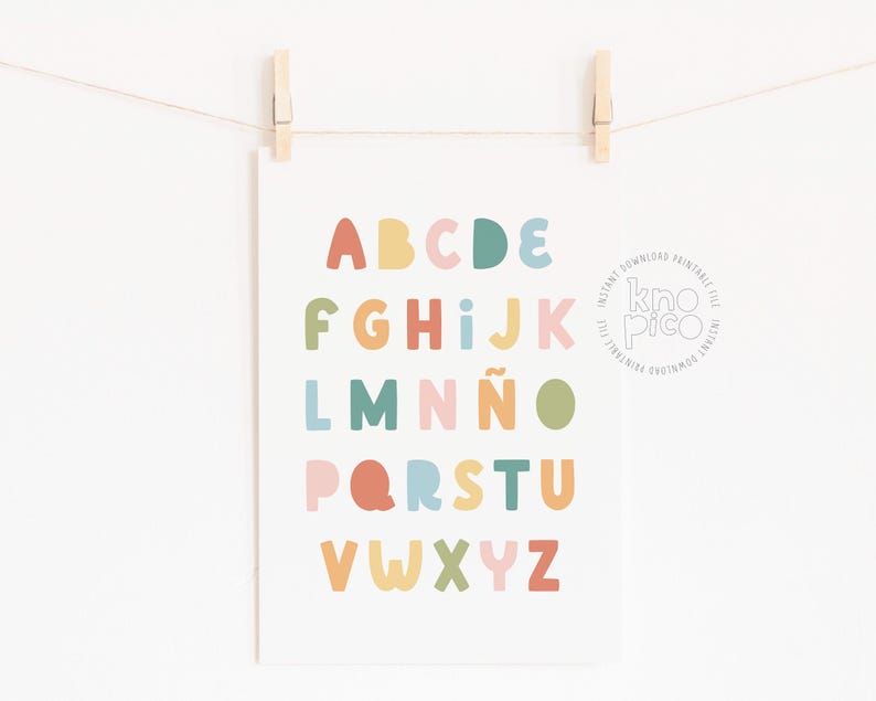 Rainbow Spanish Alphabet for Homeschool, Educational Nursery, and ...