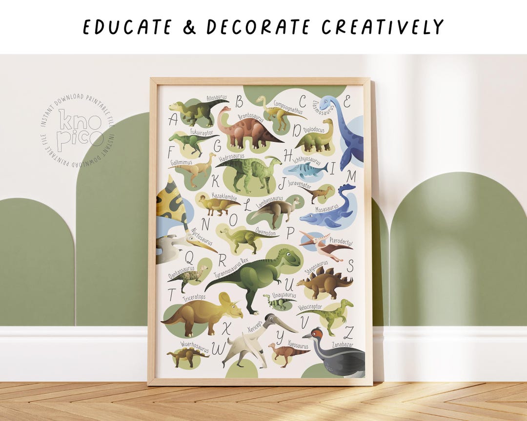 Dinosaur ABC Poster | English Alphabet Wall Art for Toddler Room ...