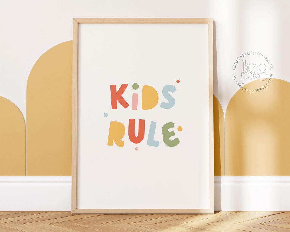 Kids Rule! Colorful Printable Poster | Rainbow Affirmations for ...