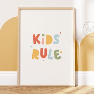 Kids Rule! Colorful Printable Poster | Rainbow Affirmations for ...