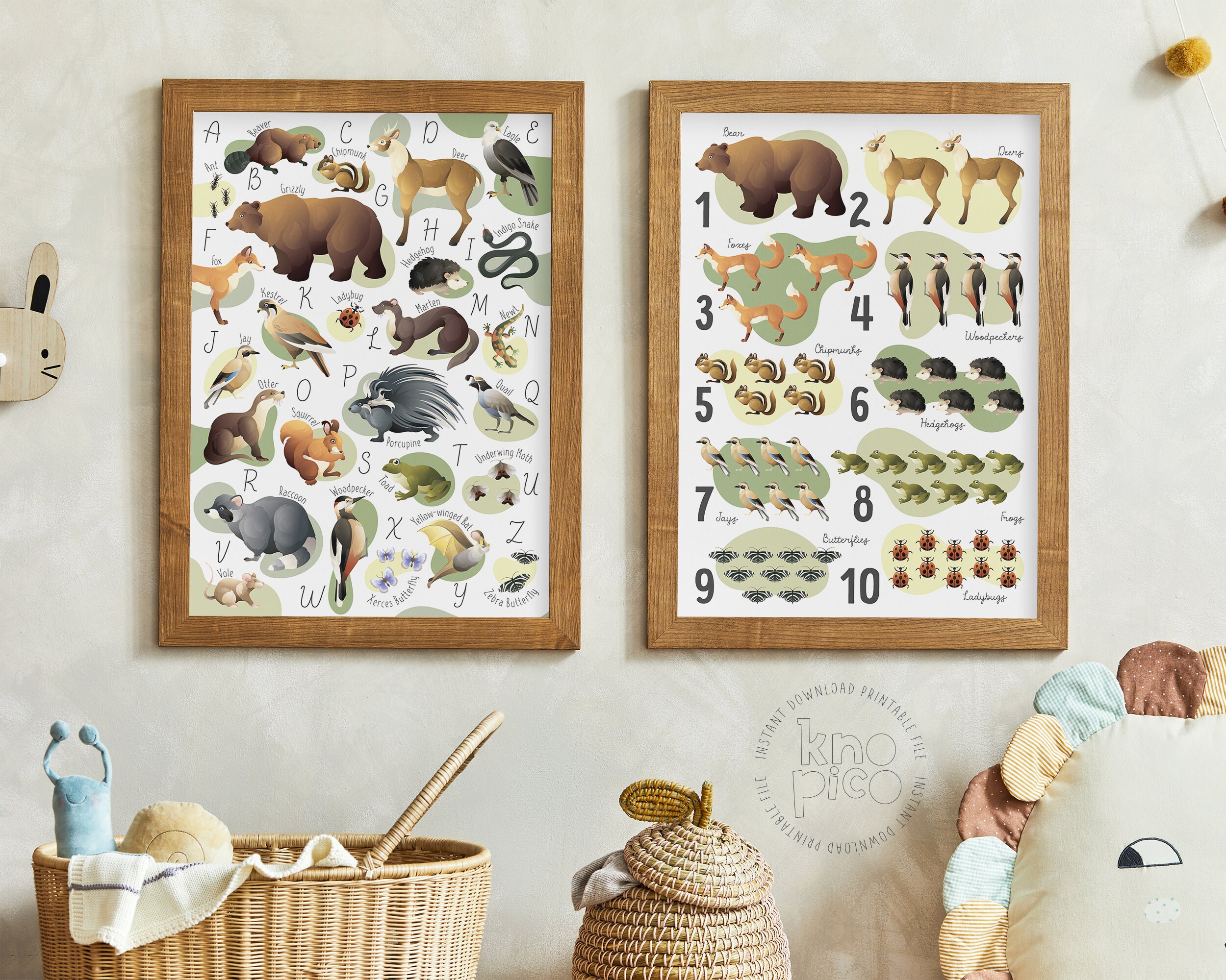 Learn the Alphabet Letters and Numbers to 10 With This Woodland Poster ...