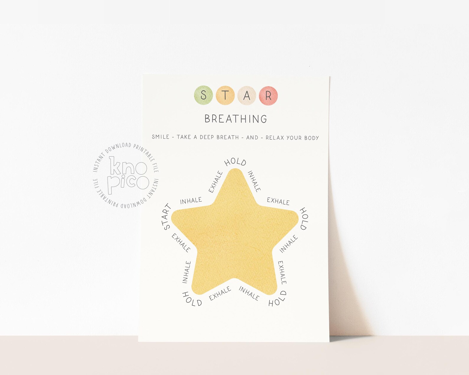 Star Breathing Exercise, 5 Senses Grounding Technique Poster and ...