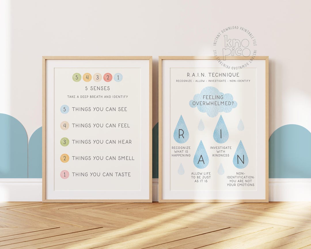 Five Senses Grounding and Rain Technique for Kids Therapy Decor and ...
