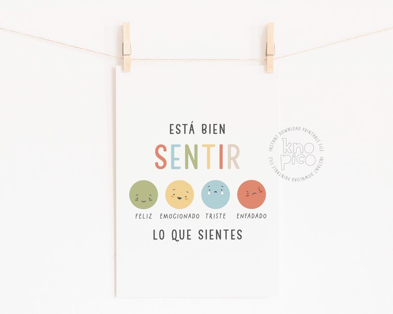 Spanish Emotional Regulation Poster for Kids: Mental Health Decor for ...
