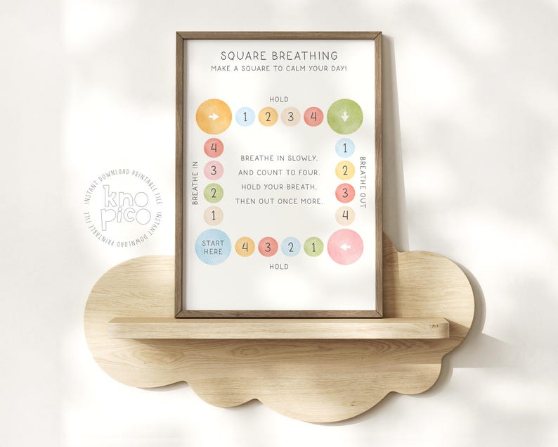 Square Breathing Poster for Kids Emotional Regulation | Box Breathing ...