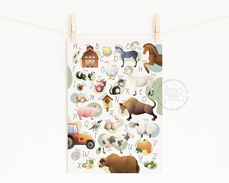 Learn the Alphabet and Numbers With This Set of Farm Animal Poster ...