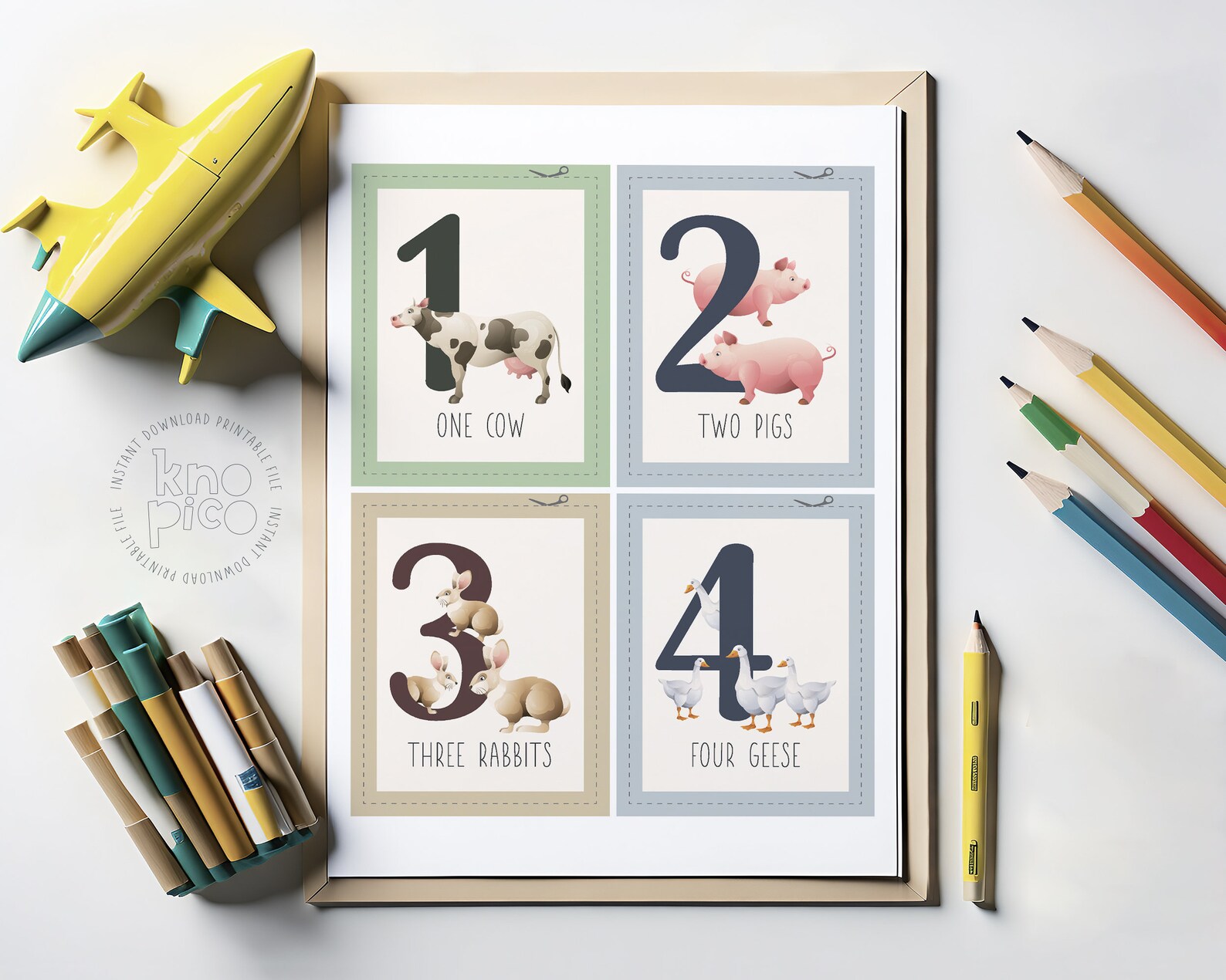Flashcards for Learning Numbers to 10 With Domestic Animals: Farmyard ...