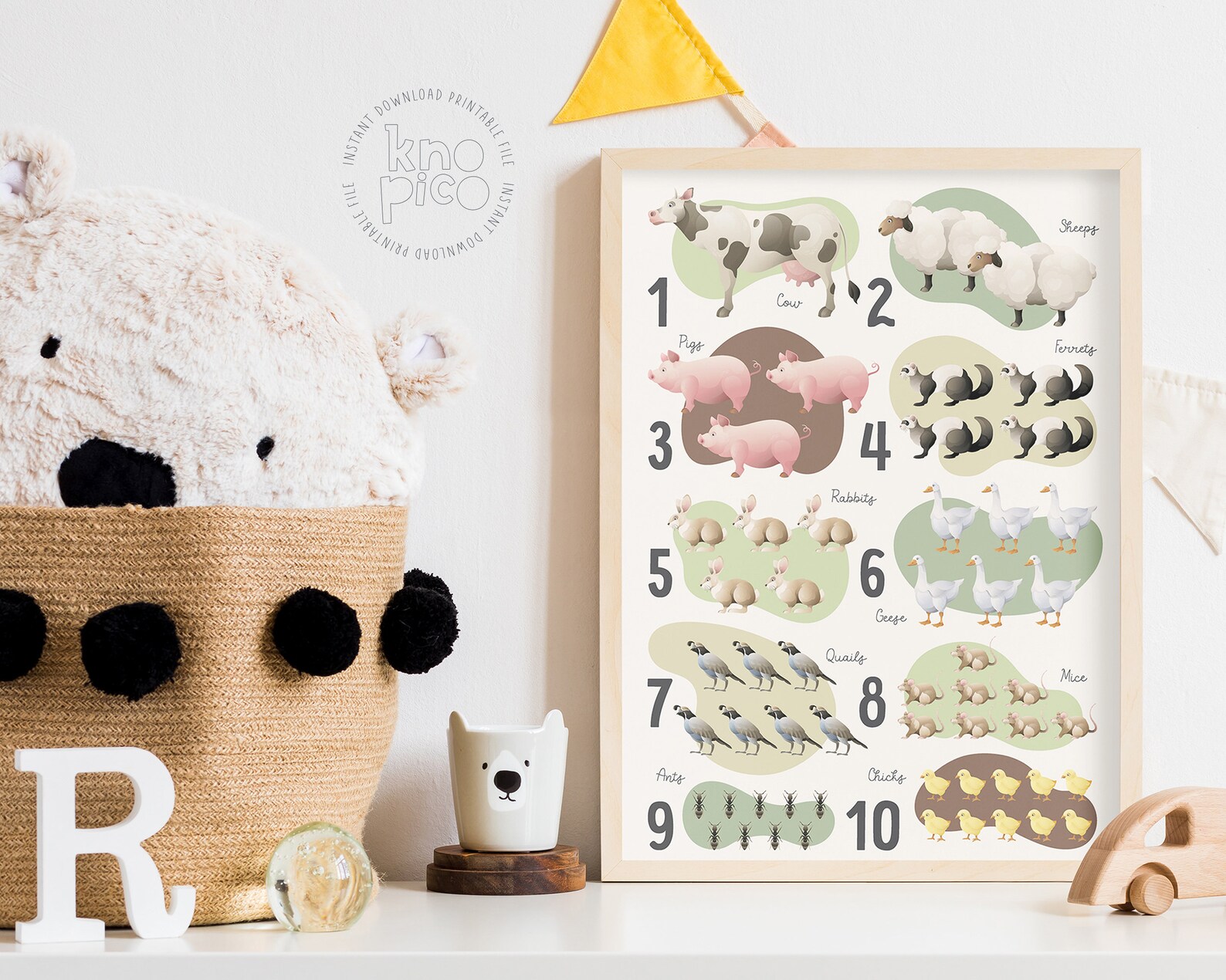 Farm Animal Numbers Poster | Homeschool Math Activities | Preschool ...