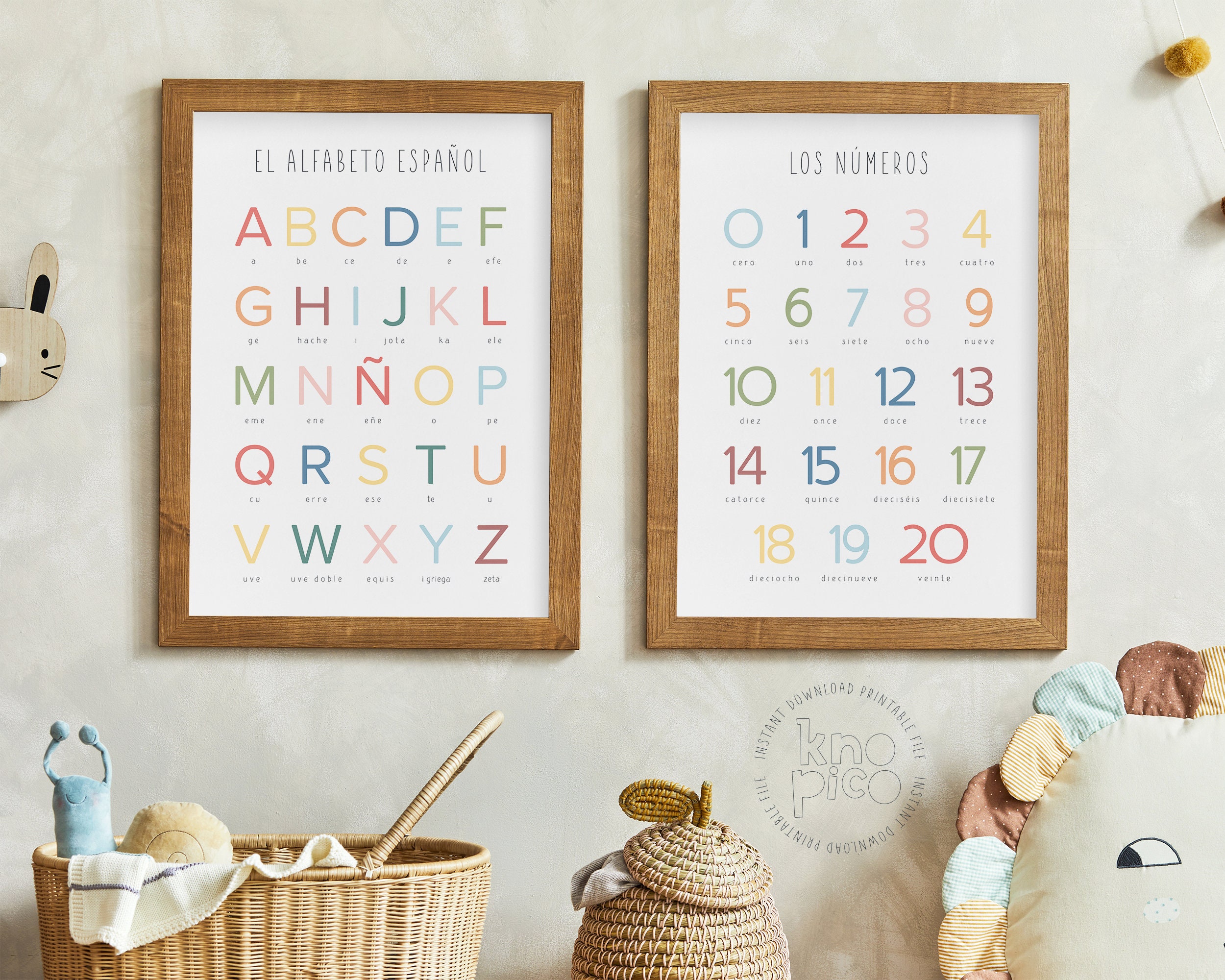 Aprende El Abecedario Y Números Hasta 20: Set De Pósters Educativos ...