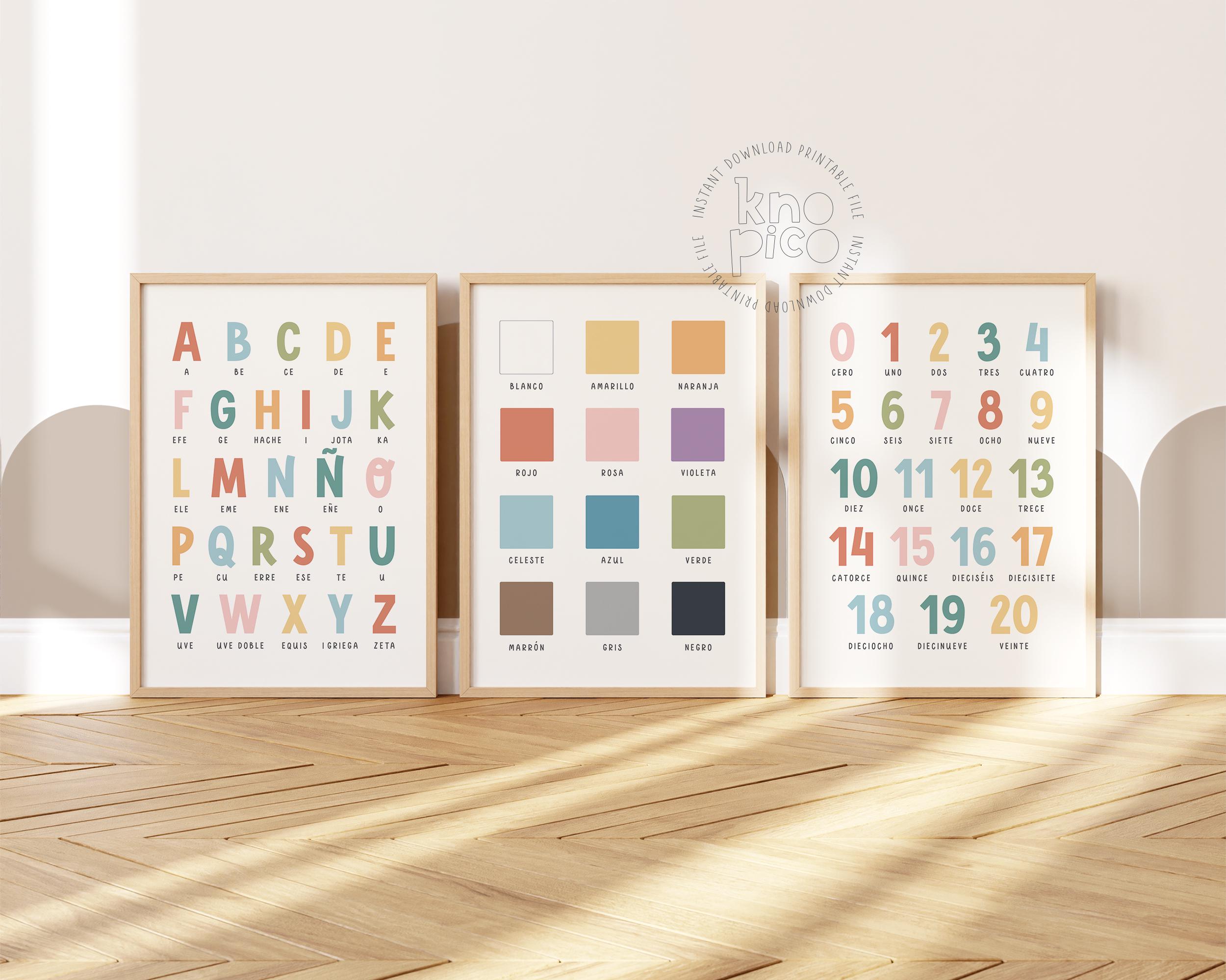 Spanish Educational Posters for Kids Set of Three | Alphabet With ...