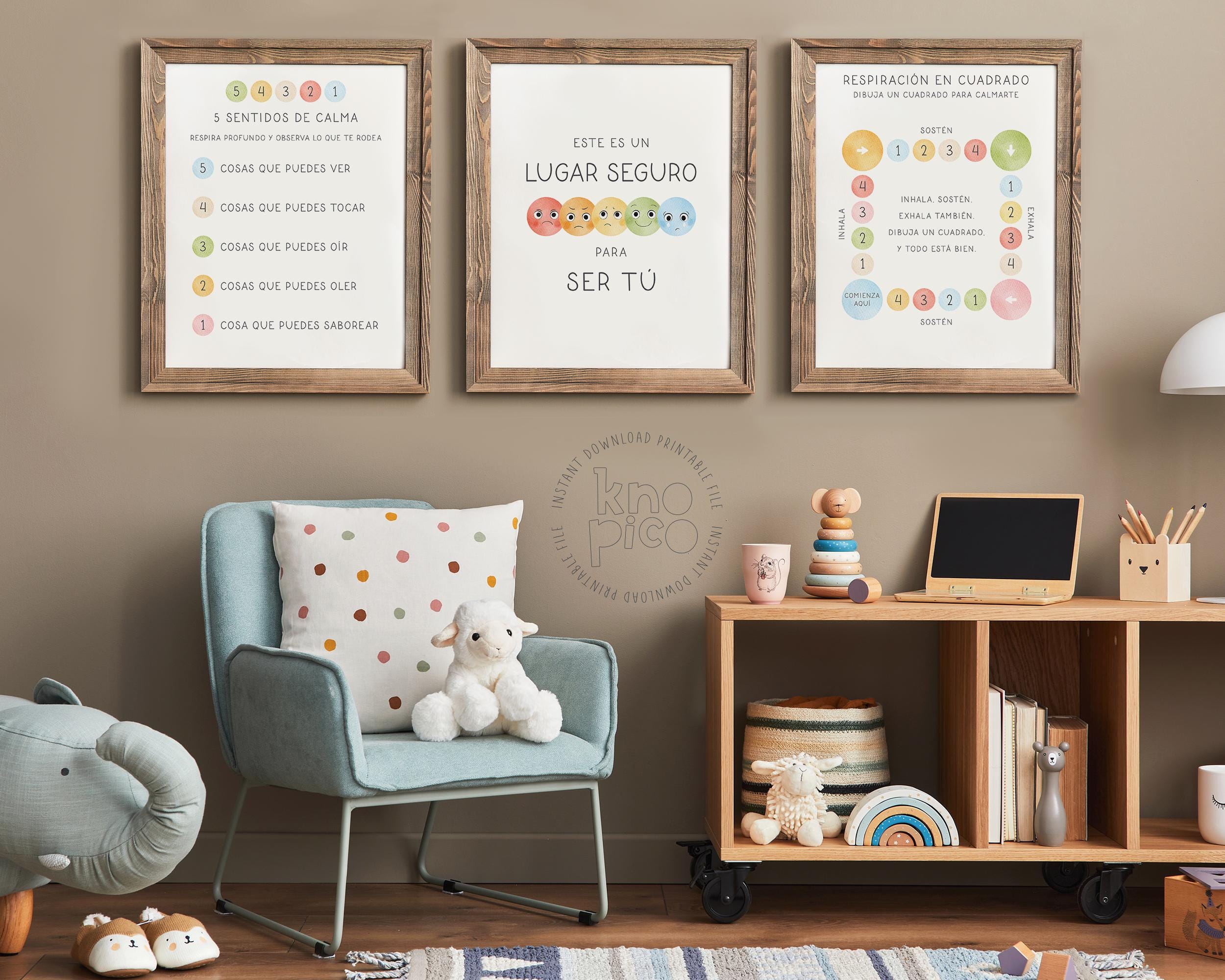Spanish Calming Corner Posters Set of 3: Safe Space Poster, 5 Senses ...