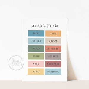 Set of Two Spanish Posters: Days of the Week & Months of the Year ...