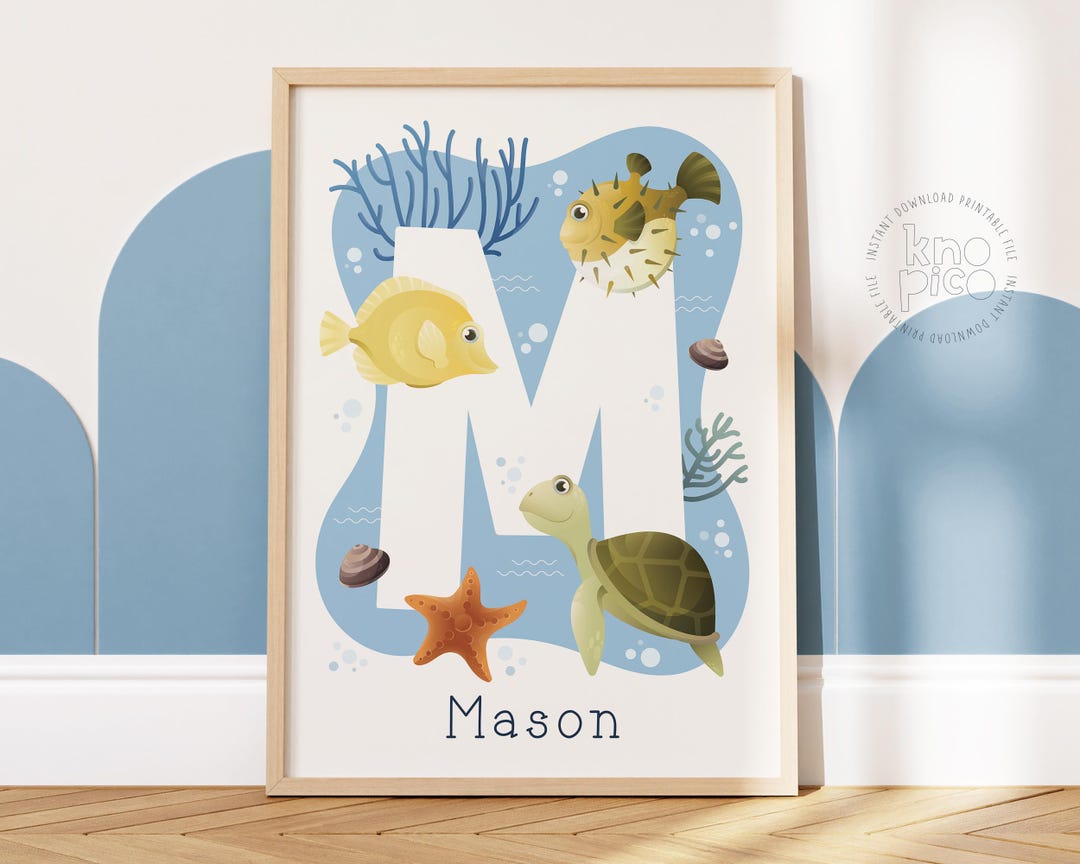 Personalized Ocean-themed Name Sign for Kids Playroom Decor | Custom ...