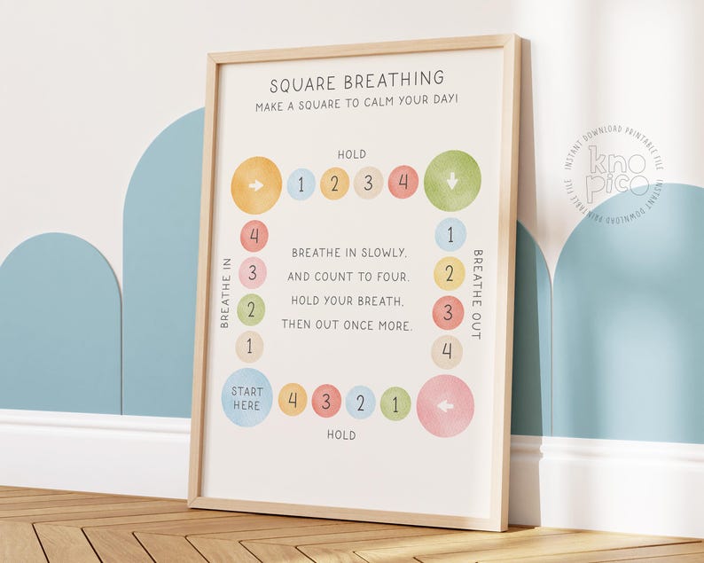 Square Breathing Poster for Kids Emotional Regulation | Box Breathing ...