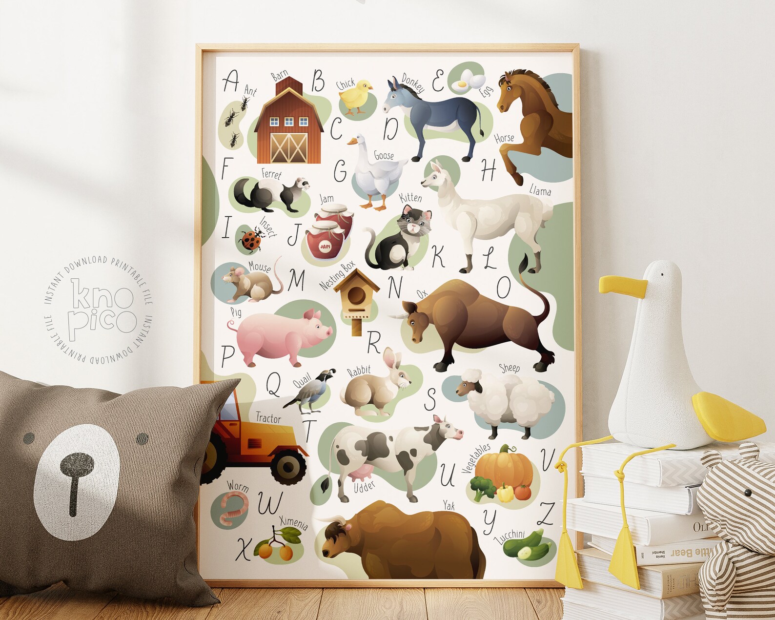 Farm Animal ABC Poster | Preschool Animal Alphabet Print for Nursery ...