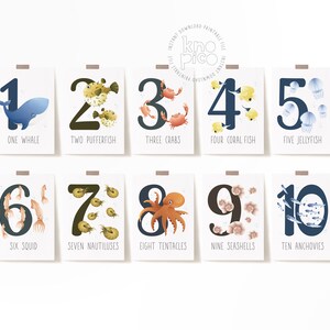 Flashcards for Learning Numbers to 10 With Ocean Animals: Under the Sea ...