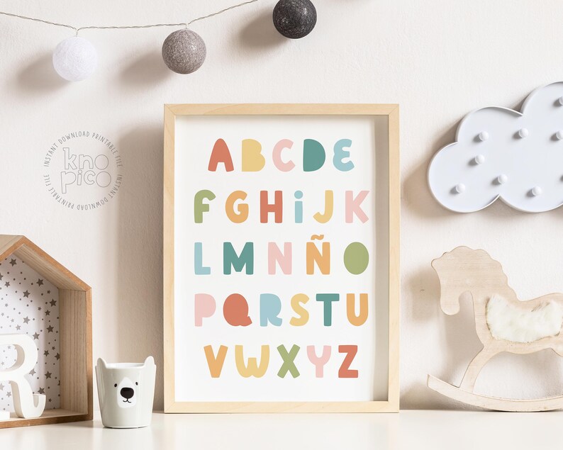 Rainbow Spanish Alphabet for Homeschool, Educational Nursery, and ...