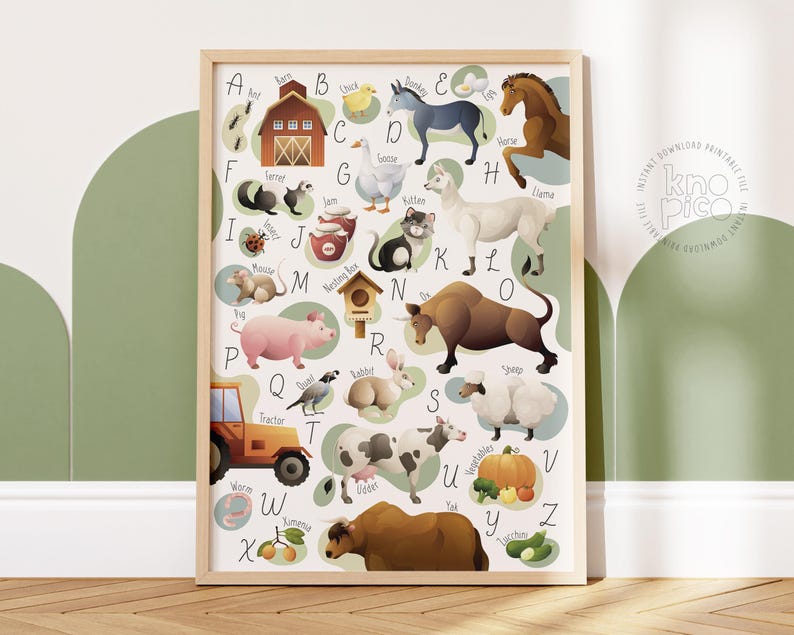 ABC Farm and Animal Alphabet Poster for Kids | Educational Learning ...