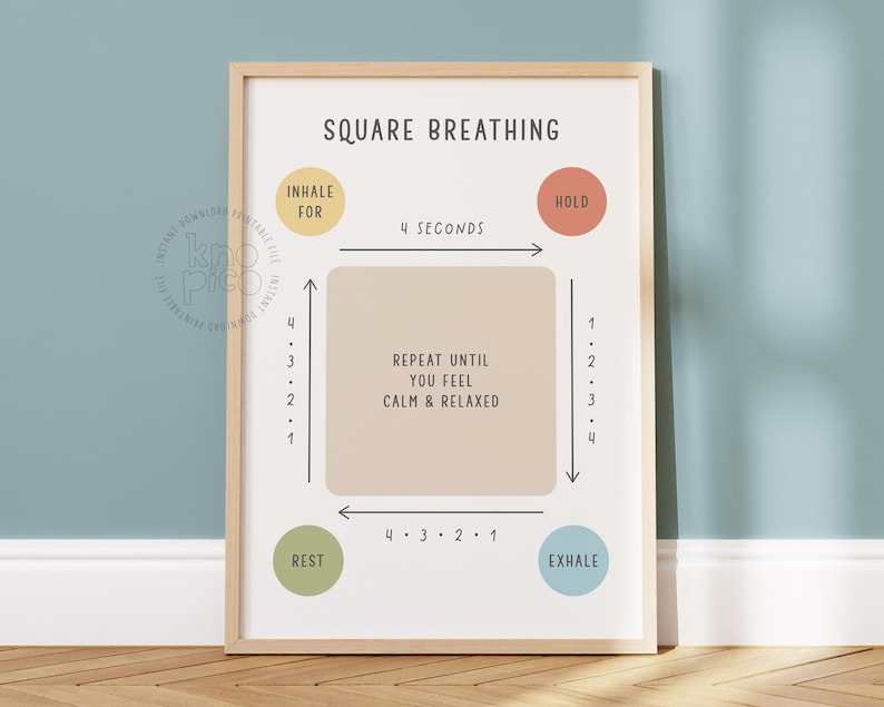 Square Breathing Poster: Mindful Breathing Guide for Kids | Box ...