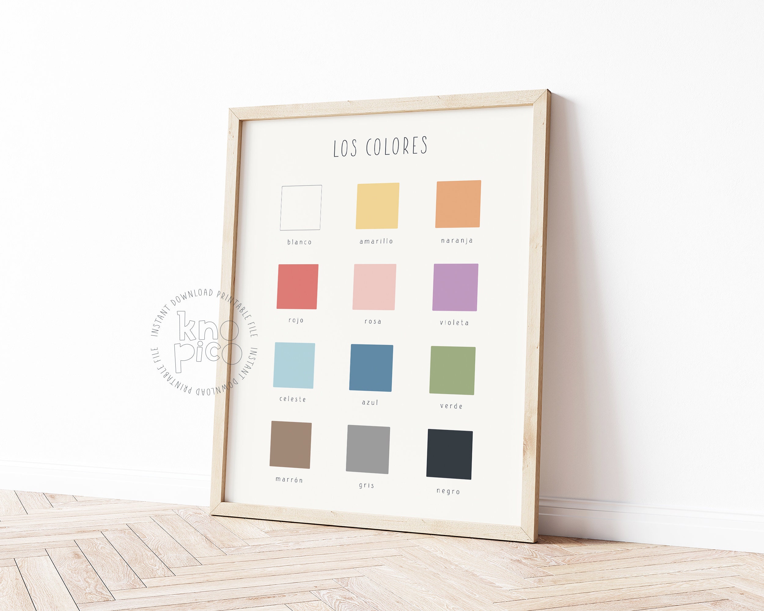 Póster Educativo De Colores Para Niños: Descarga Digital En Español ...