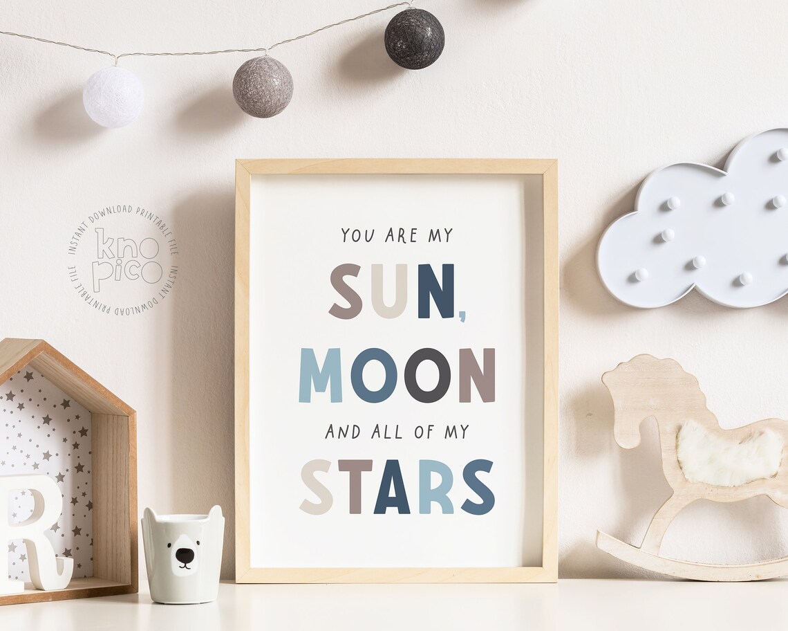 Outer Space Themed Affirmations Poster | Pastel Blue Colors Nursery ...