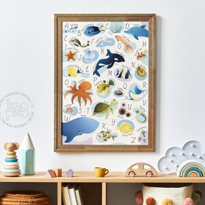 Ocean Animal ABC Poster for Marine-themed Playroom | Nautical Bedroom ...