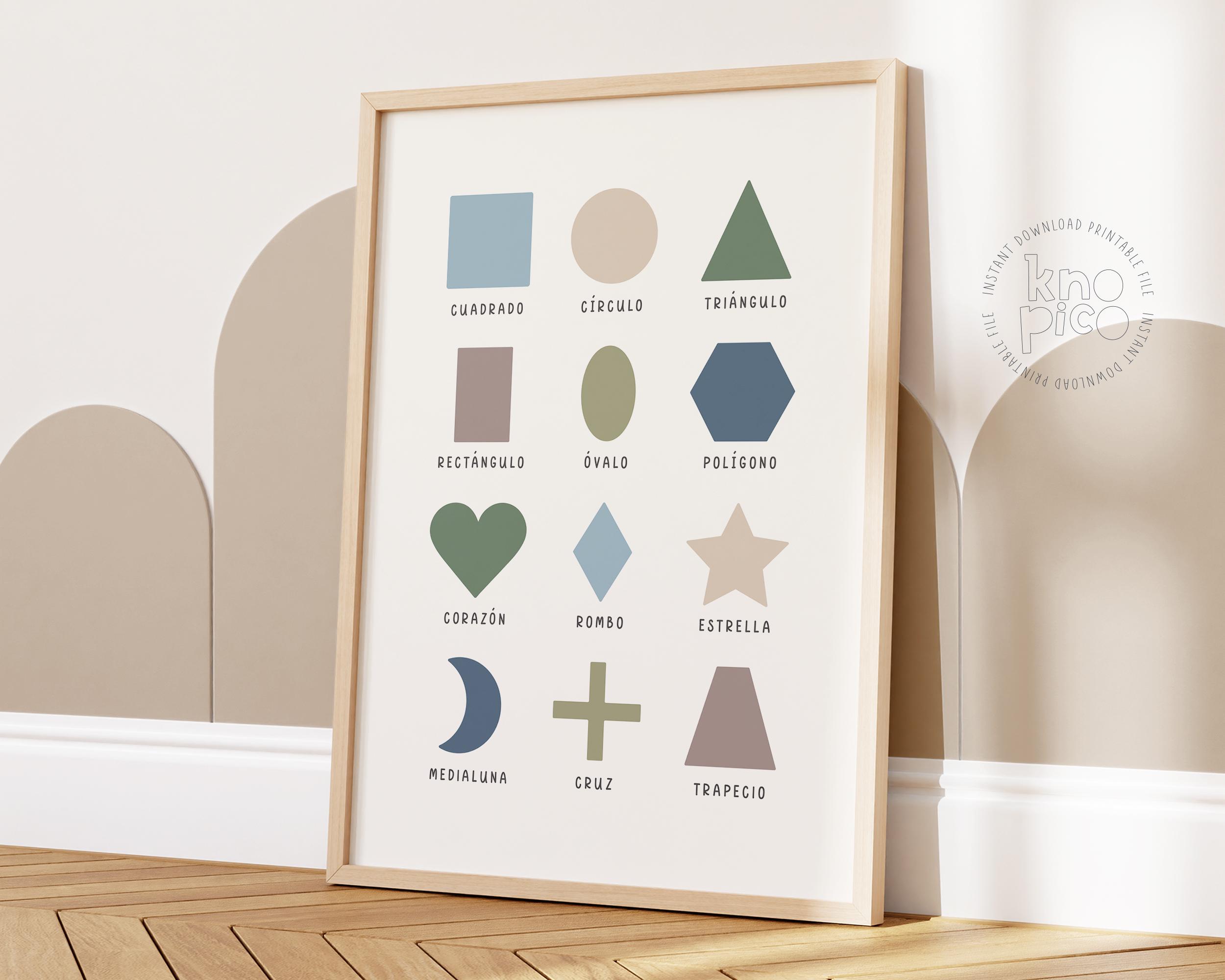 Colorful Shapes Spanish Learning Poster | Educational Nursery Wall Art ...