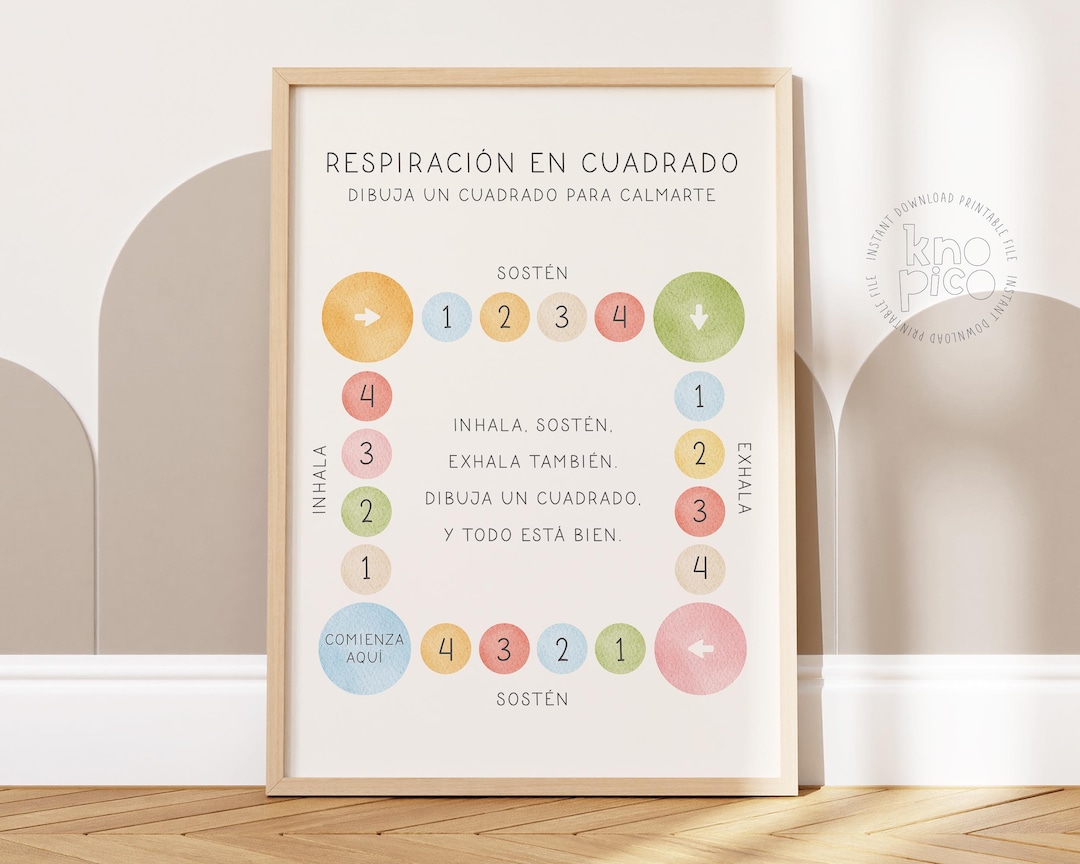 Spanish Square Breathing Poster for Kids | Calm Corner Printables With ...