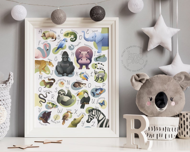 Jungle Animals ABC Poster and Printable Flashcards Set for Kids ...