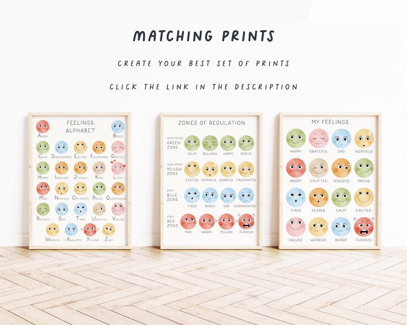 Kids Feelings Alphabet and Emotions Chart: Set of 2 Feelings Posters ...