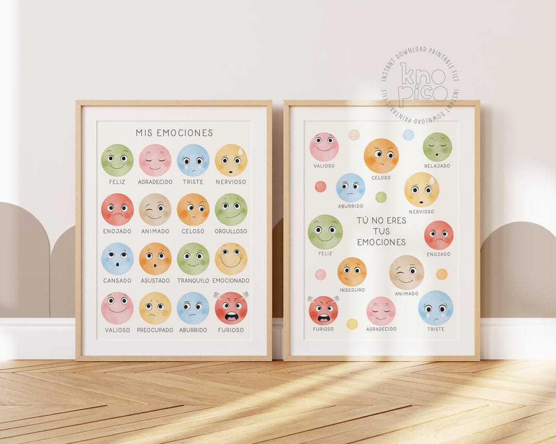 Spanish Emotions Poster Set of 2 | My Feelings Print for Kids Emotional ...