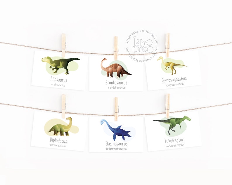 Printable Dinosaur Flashcards for Kids – Digital Cards for Early ...