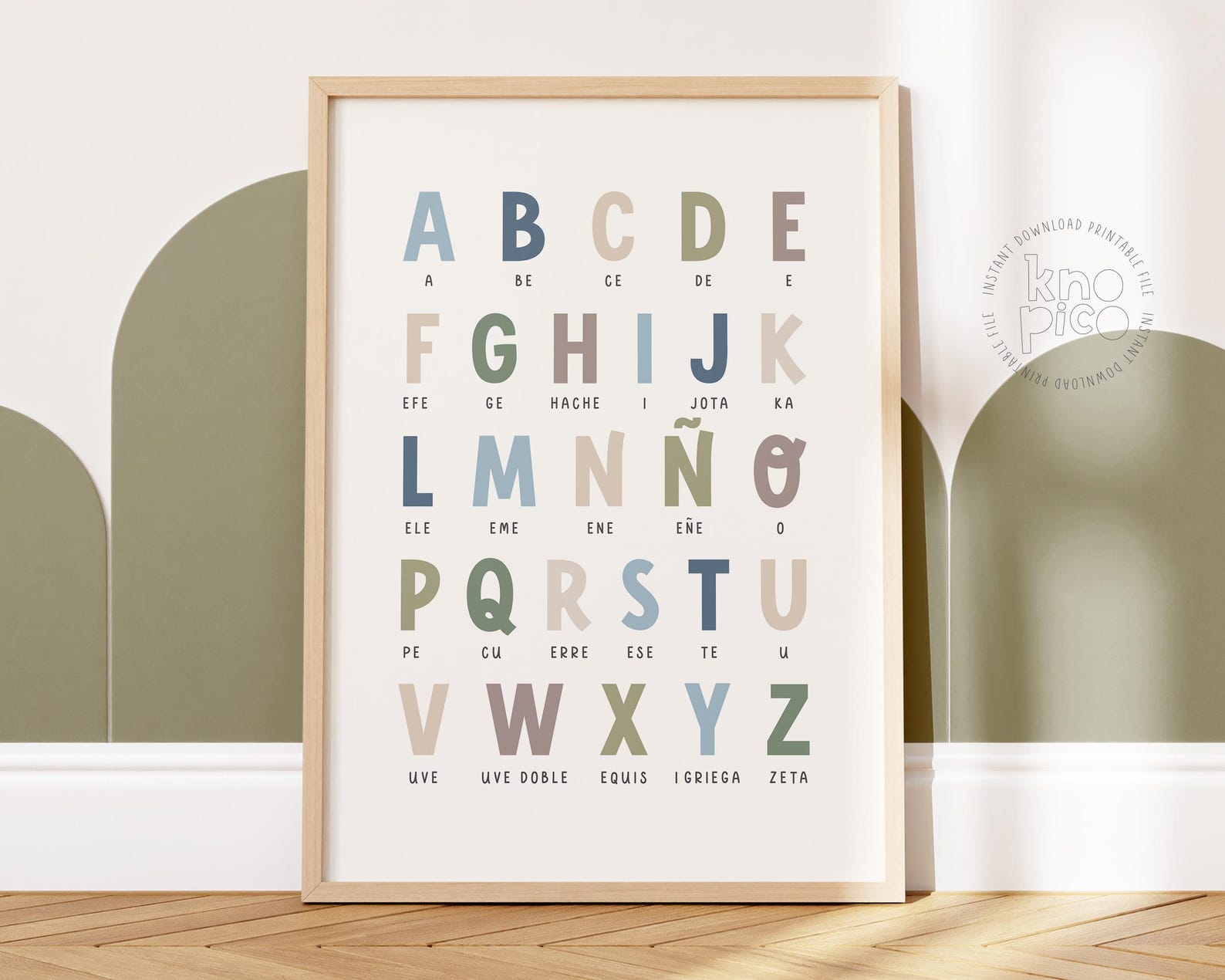 Spanish Alphabet ABC Wall Art Bilingual Printable for Spanish Learning ...