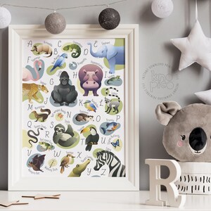 Jungle Animal ABC Poster | Kids Alphabet Wall Art Print for Early ...
