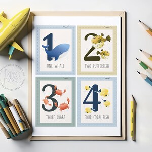 Flashcards for Learning Numbers to 10 With Ocean Animals: Under the Sea ...