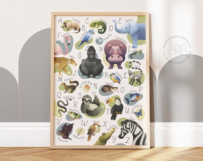 Jungle Animal Alphabet Poster - Etsy Canada