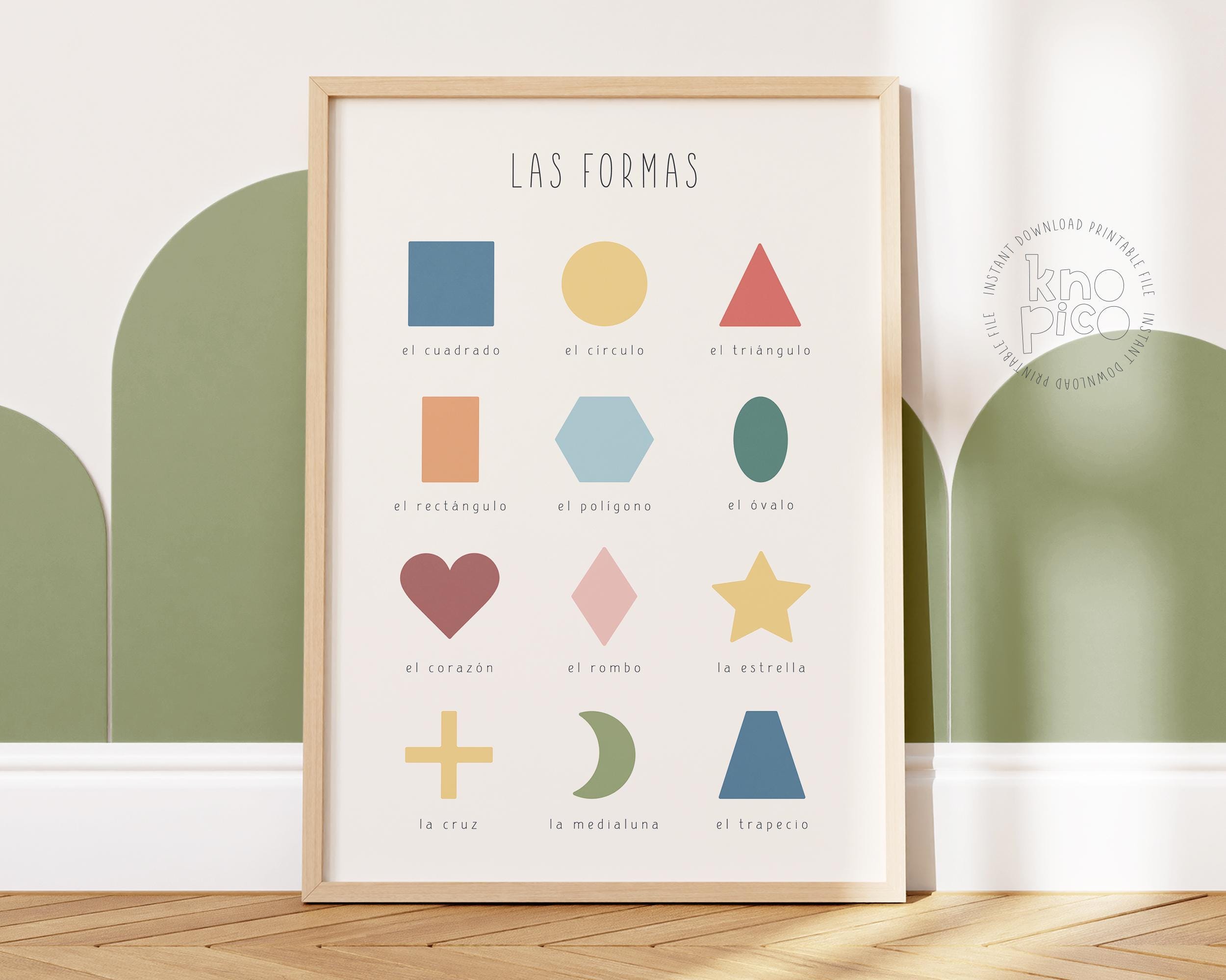 Spanish Educational Shapes Poster for Kids | Geometric Shapes Learning ...