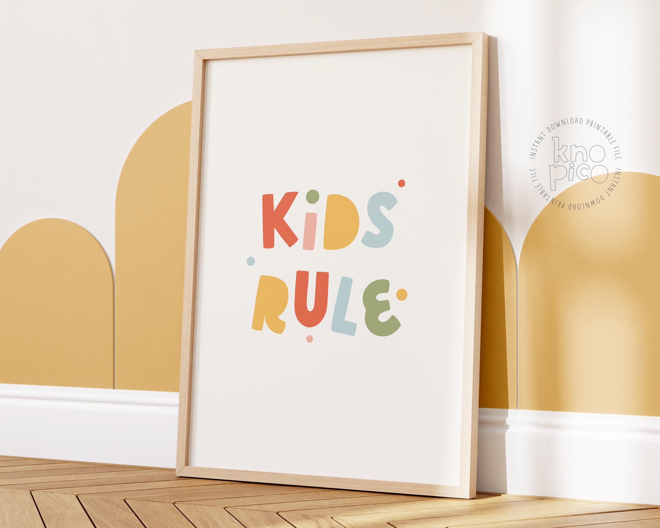 Kids Rule! Colorful Printable Poster | Rainbow Affirmations for ...
