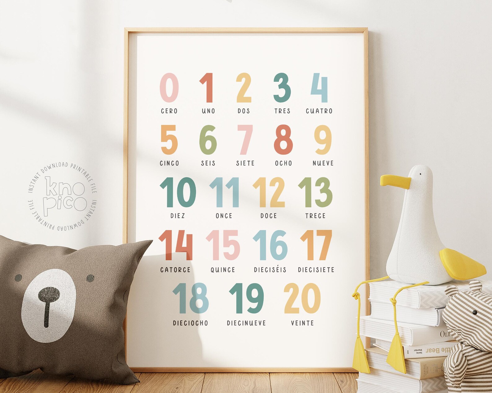Learn to Count in Spanish | Colorful Math Wall Art for Kids | Printable ...