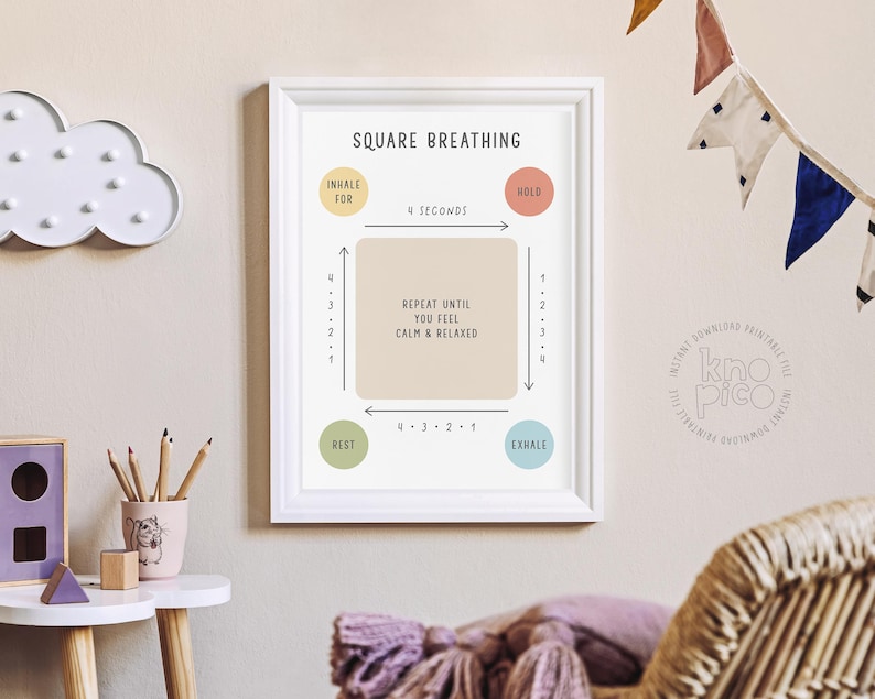Square Breathing Poster: Mindful Breathing Guide for Kids | Box ...