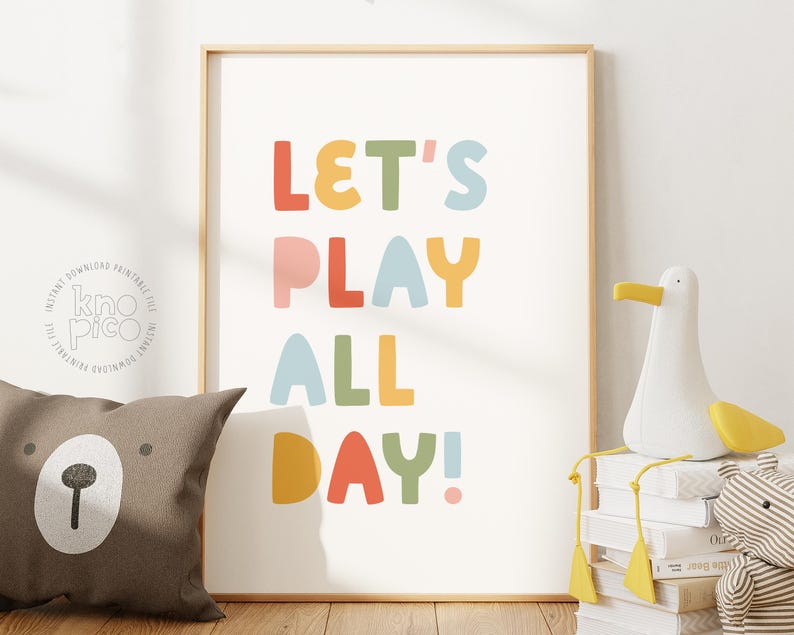 Playroom Decor Printable Poster With Rainbow Daily Affirmations for ...